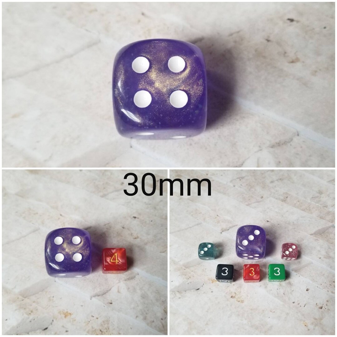 30mm Chessex Borealis Purple With White Pips Luminary Dice, Chessex ...