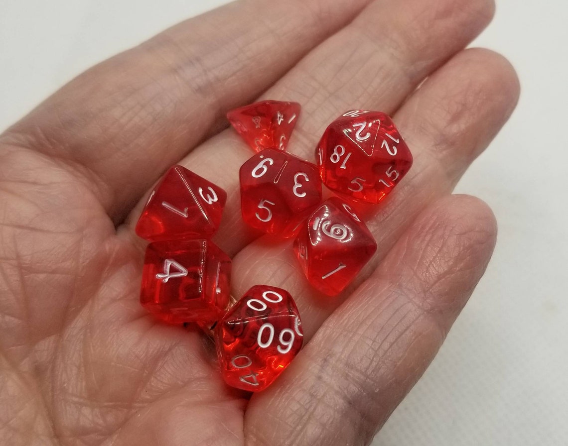 Translucent Red 10mm Mini Dnd Dice, Polyhedral Gaming Dice, Dnd Dice ...