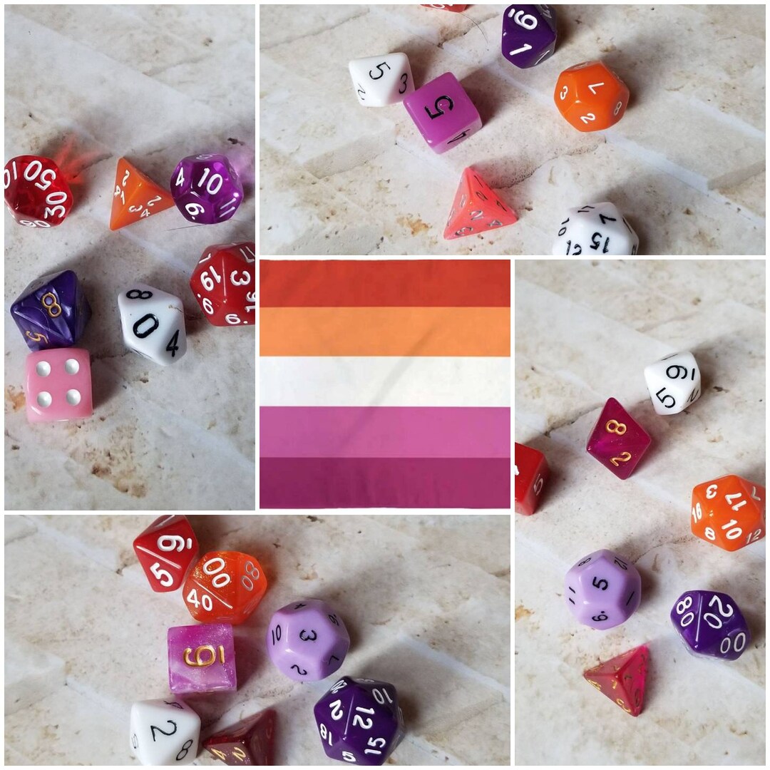 Lesbian Flag 16mm Dnd Dice, Hand Chosen, Curated Set of Polyhedral ...