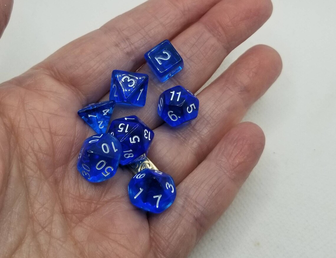 Translucent Blue 10mm Mini Dnd Dice Polyhedral Gaming Dice - Etsy