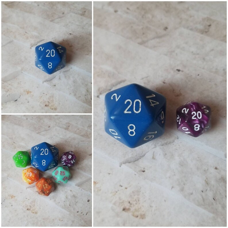 Blue and White 34mm Jumbo D20, Dnd Dice, Oversized D20, Jumbo Sized D20 ...