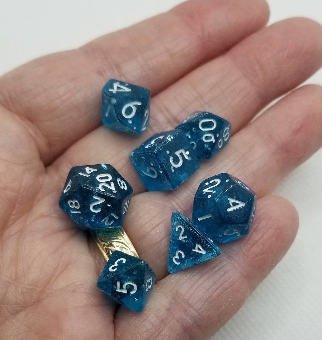 Glittery Teal 10mm Mini Dnd Dice, Polyhedral Gaming Dice, Dnd Dice Set ...