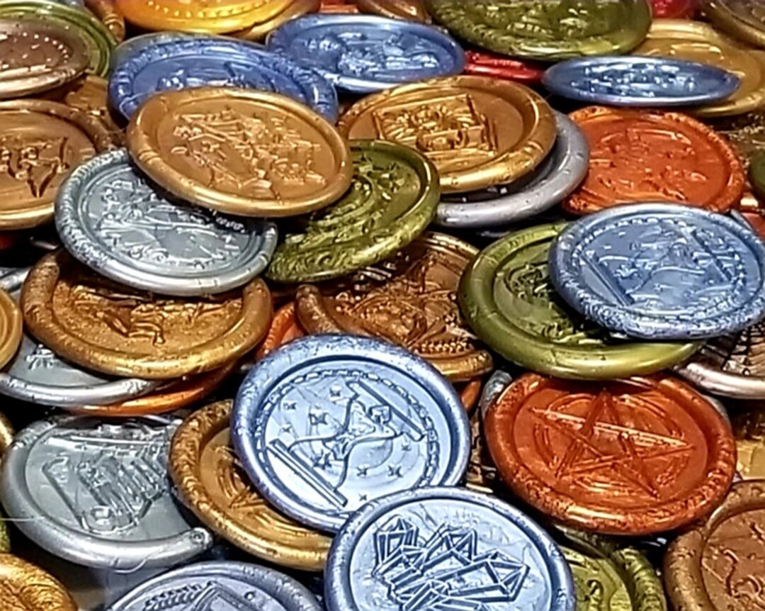 Wax Seal DND Coins, Magic and Spooky Wax Seals, Dnd Coins, Dnd Counters ...