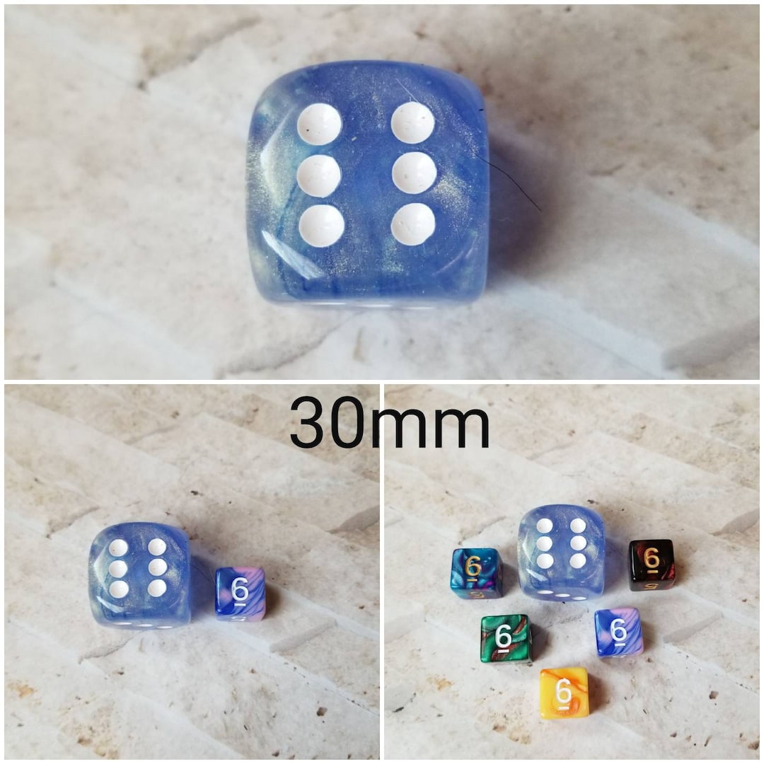30mm Chessex Borealis Sky Blue With White Pips Dice, Chessex 30mm Die ...