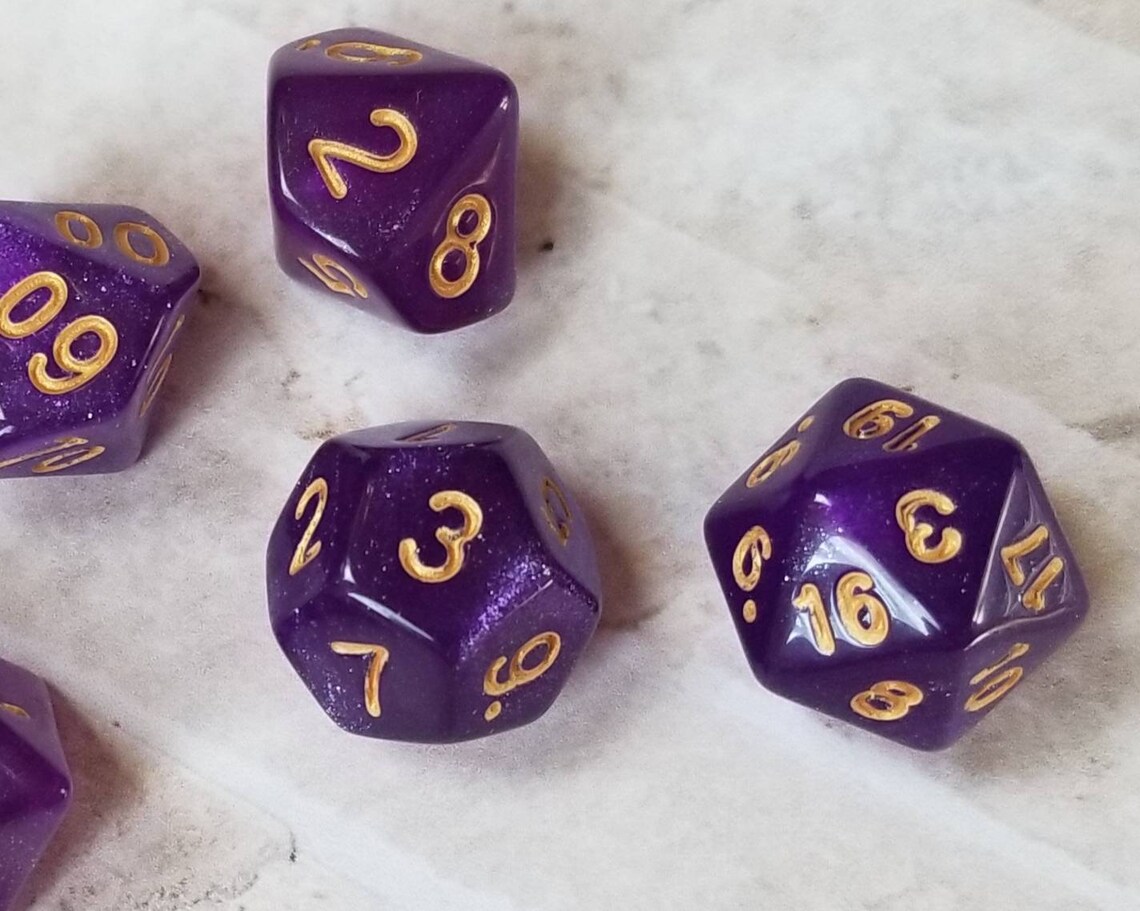 Glittery Purple 16mm Dnd Dice Gaming Dice Dnd Dice Set RPG - Etsy