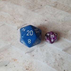 Blue and White 34mm Jumbo D20, Dnd Dice, Oversized D20, Jumbo Sized D20 ...