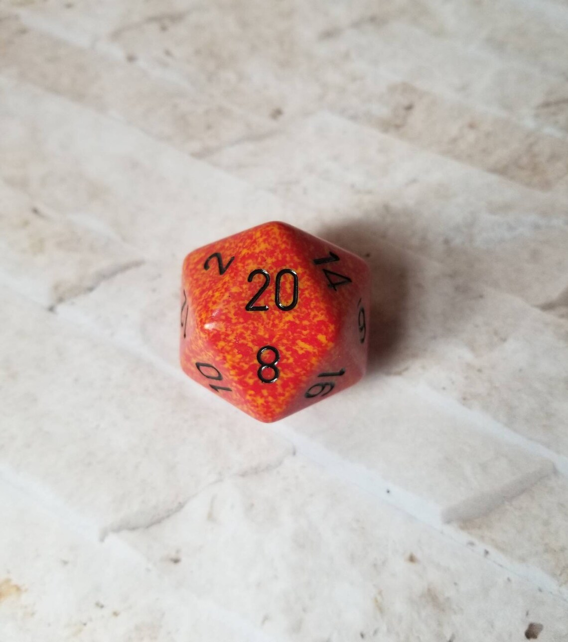 Fire 34mm Jumbo d20 orange and red speckled with black | Etsy