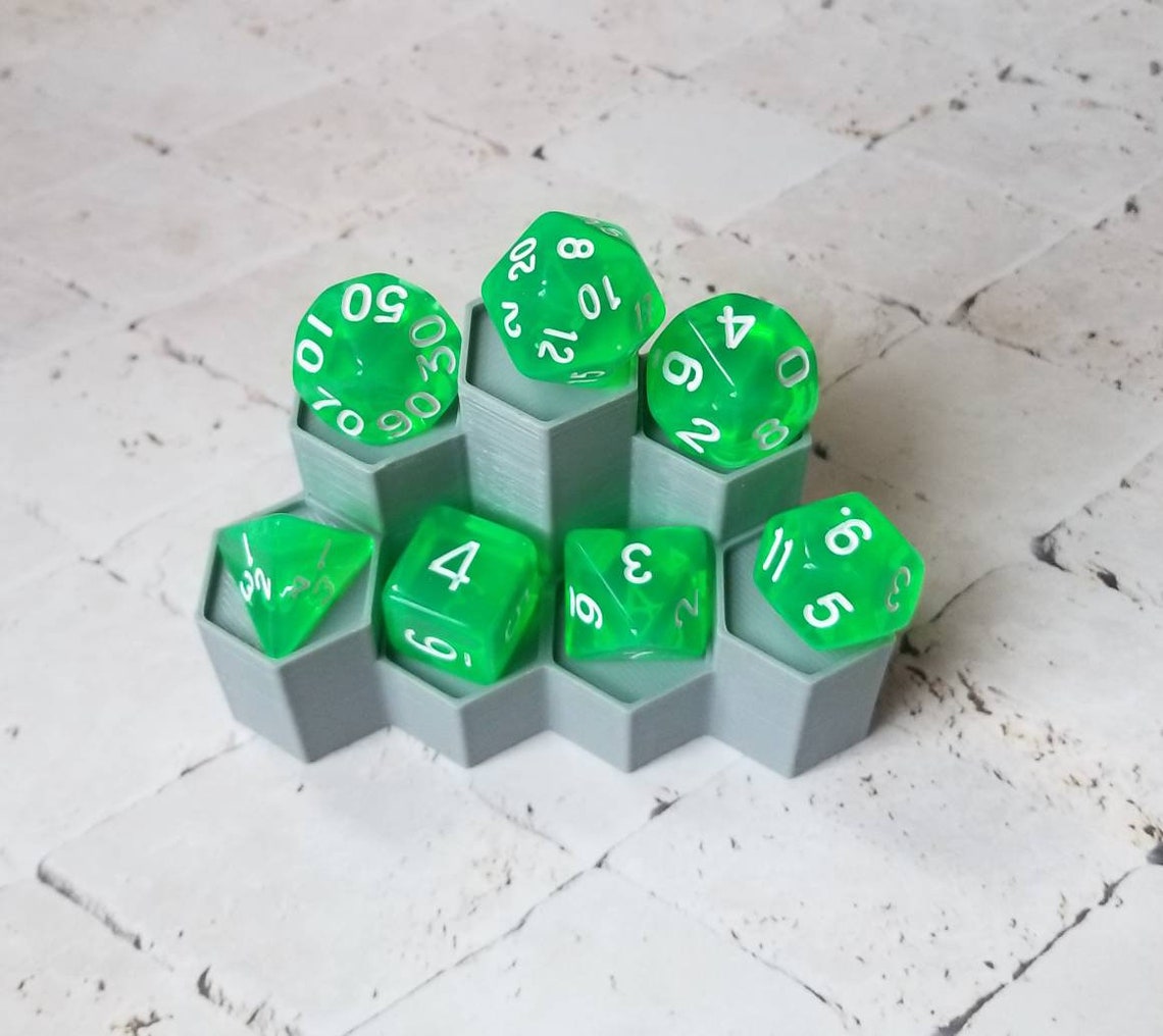 Translucent green 16mm dnd dice with white numbers polyhedral | Etsy
