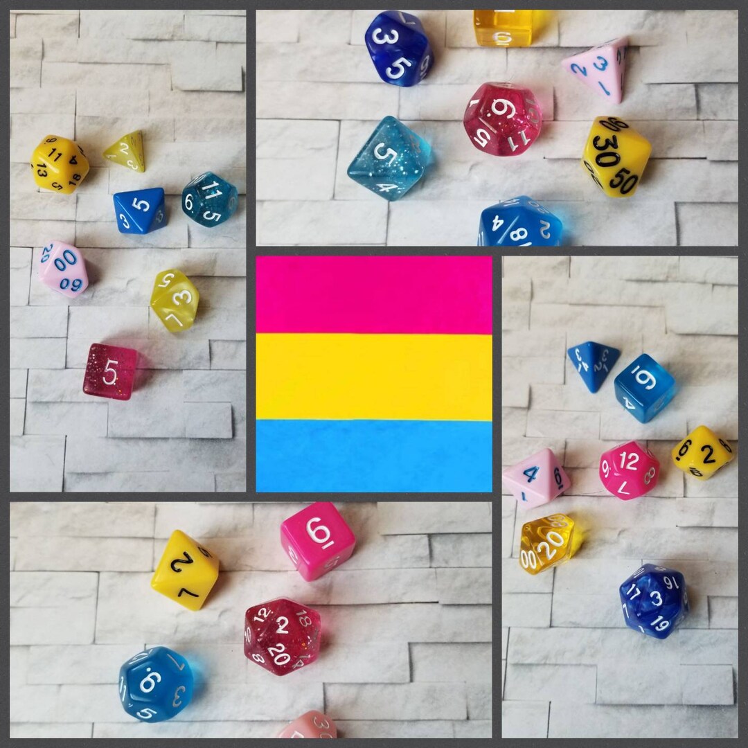 Pansexual Flag 16mm Dnd Dice, Hand Chosen, Curated Set of Polyhedral ...