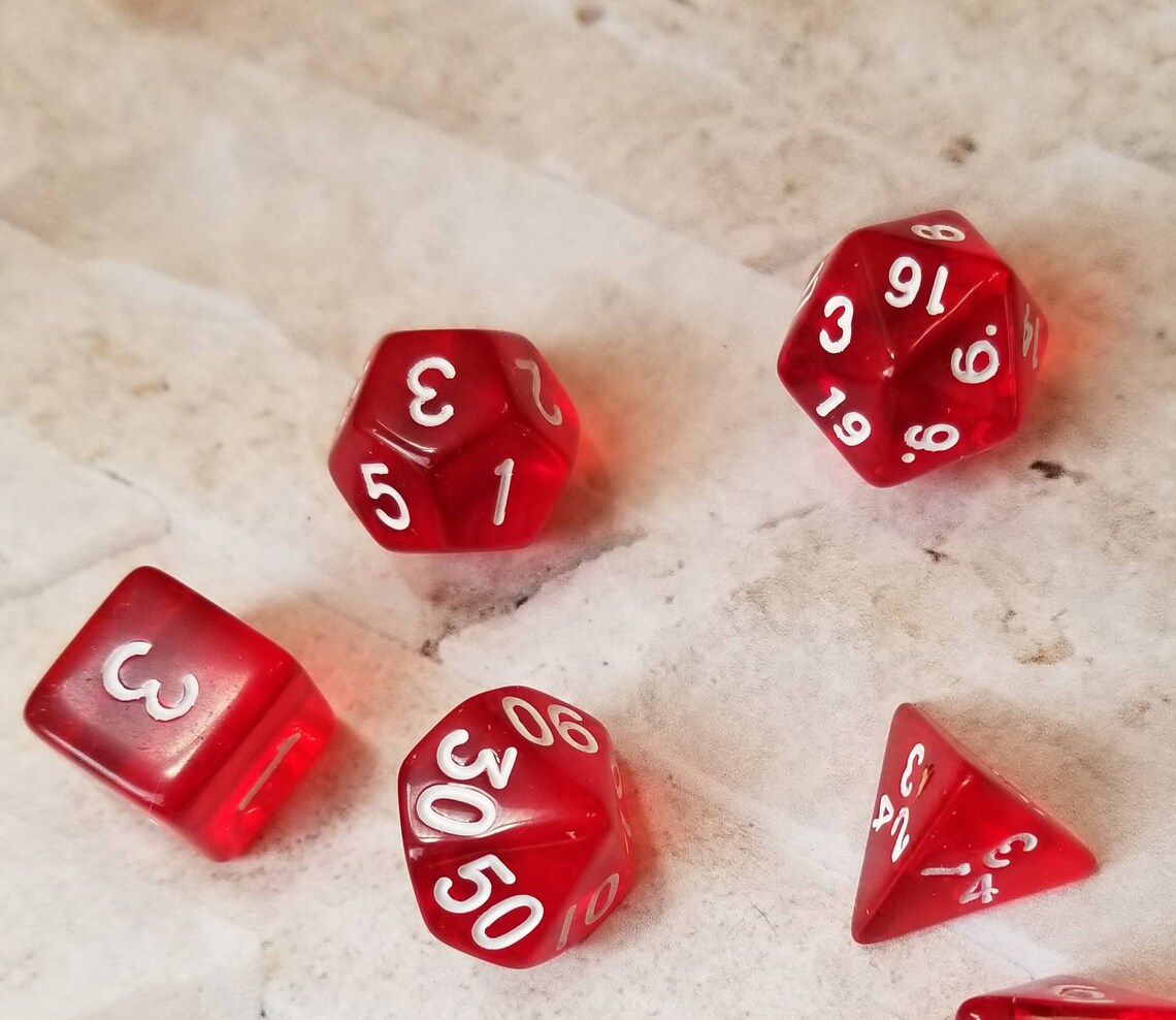 Translucent red 16mm dnd dice polyhedral gaming dice DnD | Etsy