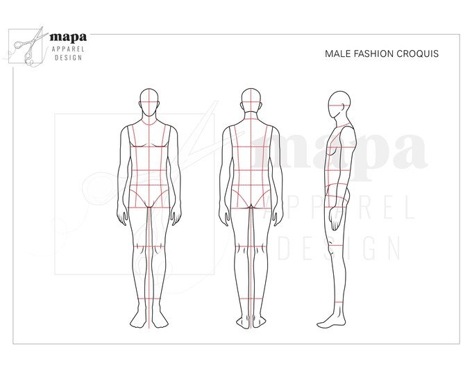 Male Fashion Croquis Template - Etsy