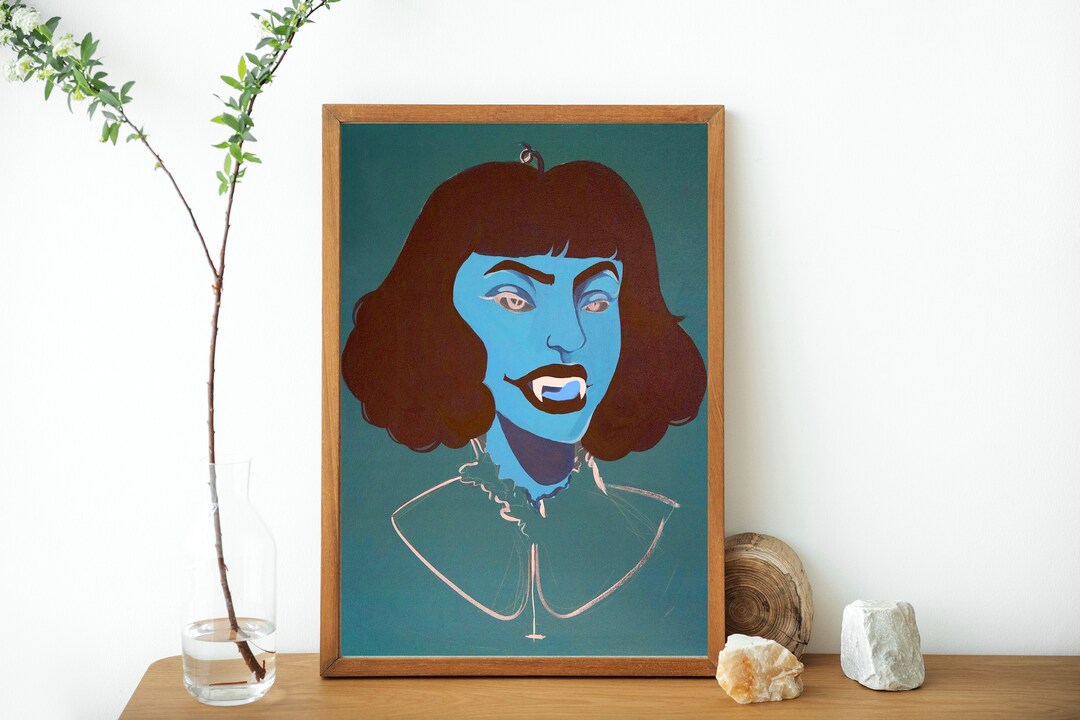 Blue Vamp Witch Art Print, Vampire Art Print, Witch Portrait, Witch Art ...