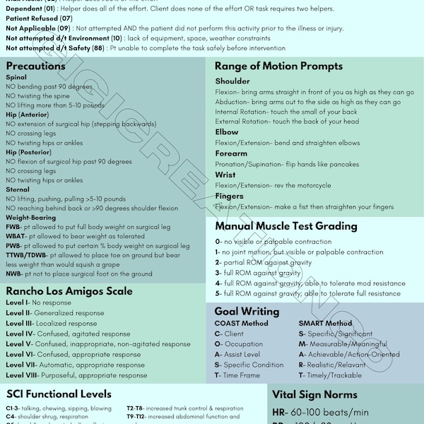 Occupational Therapy Student Cheat Sheet - Etsy