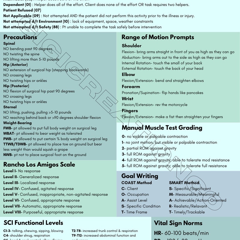 Occupational Therapy Cheat Sheet - Etsy