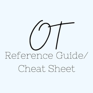 Occupational Therapist Quick Reference Guide PDF, Cheat Sheet, OT ...