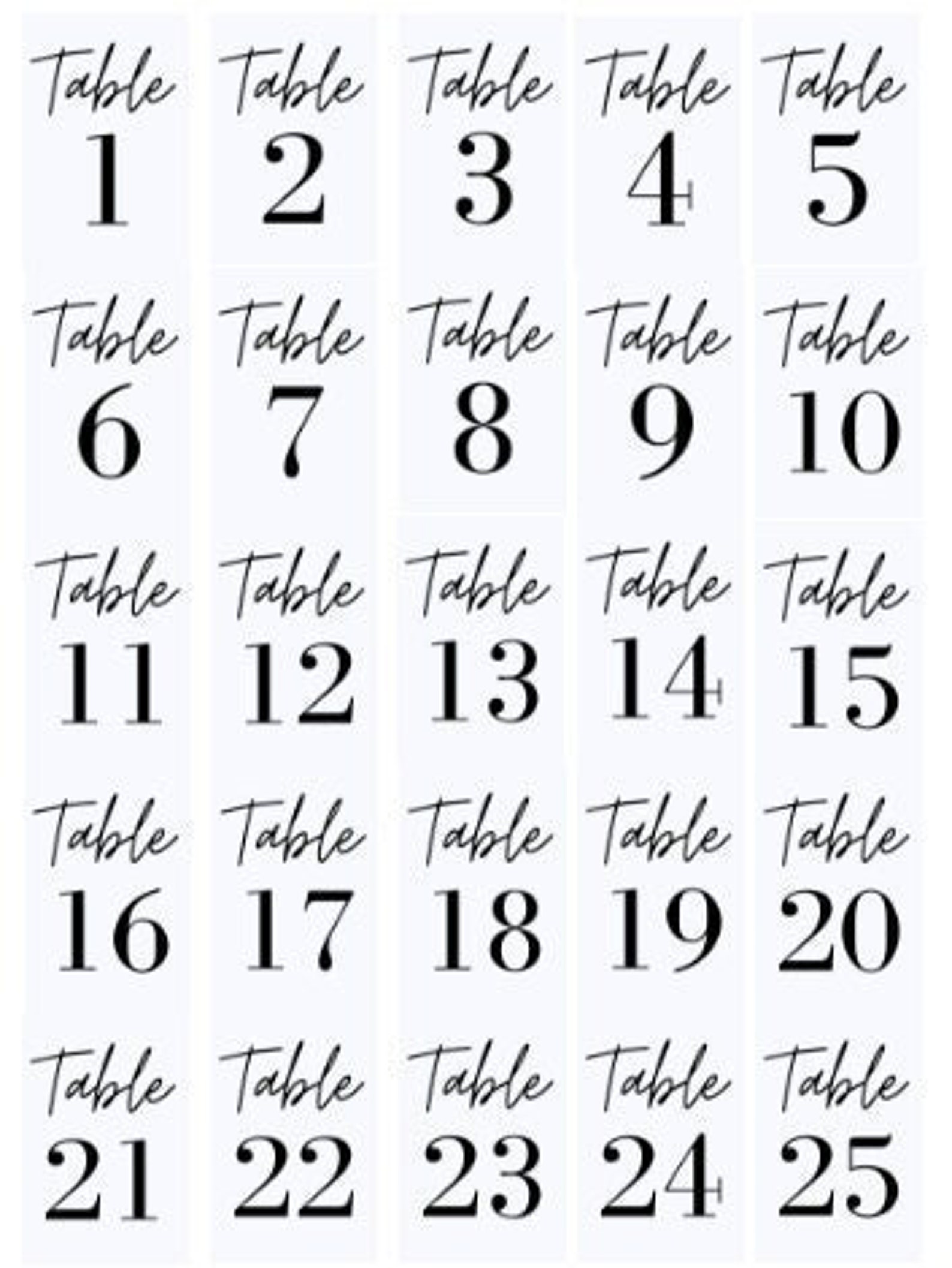 Table Number Cards on Blue/gray Background, Digital Download, Wedding ...