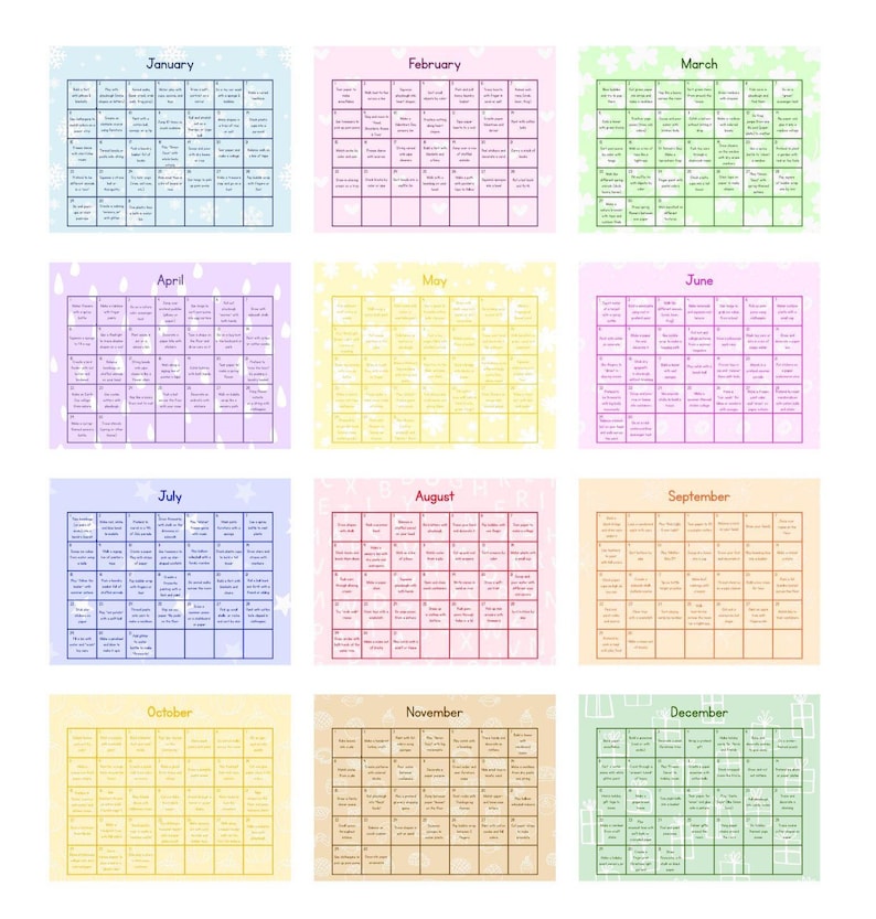 365 Days Ot-inspired Kids Activity Calendar | Pediatric Therapy ...
