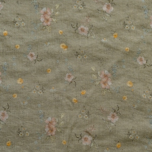 Romantic Garden, Pastel Green Linen Fabric for Sewing Clothing by the ...