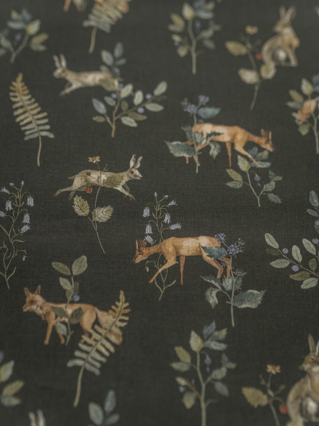 Forest Animals Cotton Fabric by the Yard – Exclusive Watercolor Pattern ...