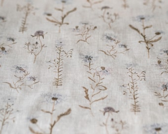 Flower Bouquet Floral Linen Fabric by the Yard – Exclusive Watercolor ...