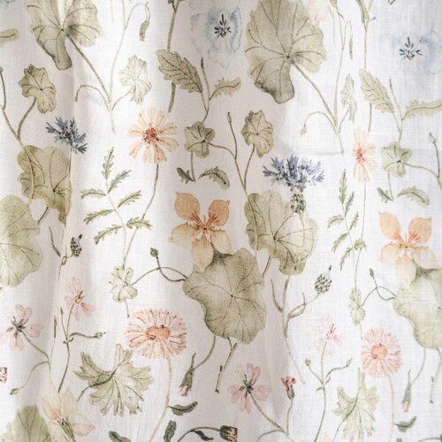 Premium Quality Linen Cotton Fabric by the Yard Flower Fabric | Etsy