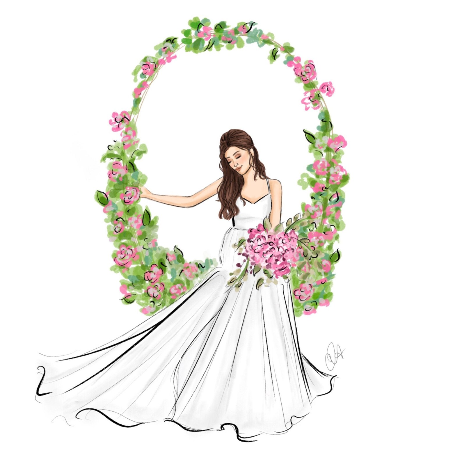 Bride Illustration Custom Portrait Custom Illustration Wedding Portrait ...