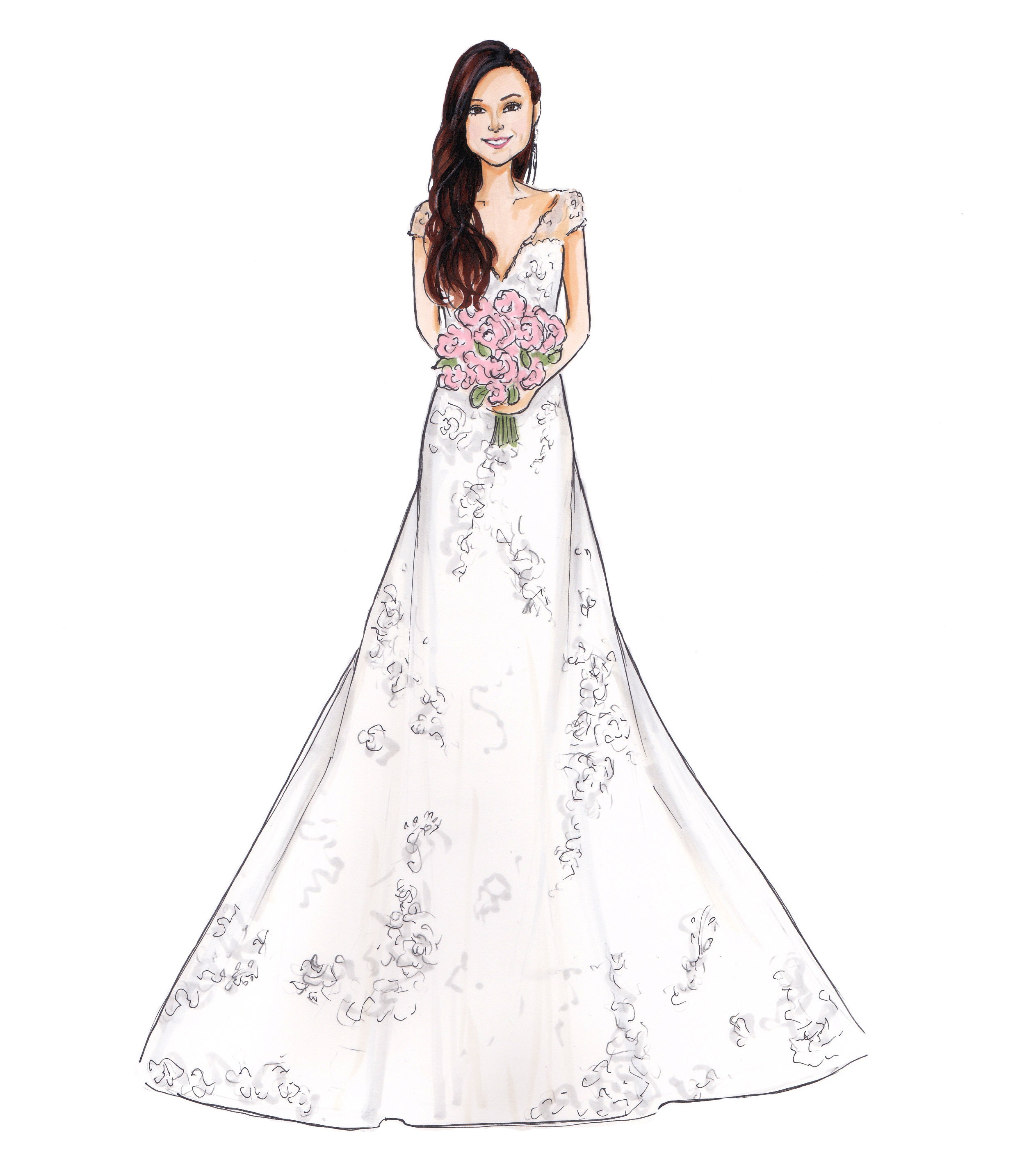 Bride Illustration Custom Portrait Custom Illustration Wedding Portrait ...