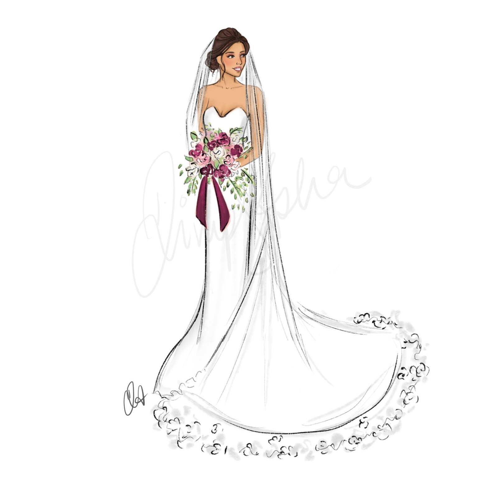 Bride Illustration Custom Portrait Custom Illustration Wedding Portrait ...
