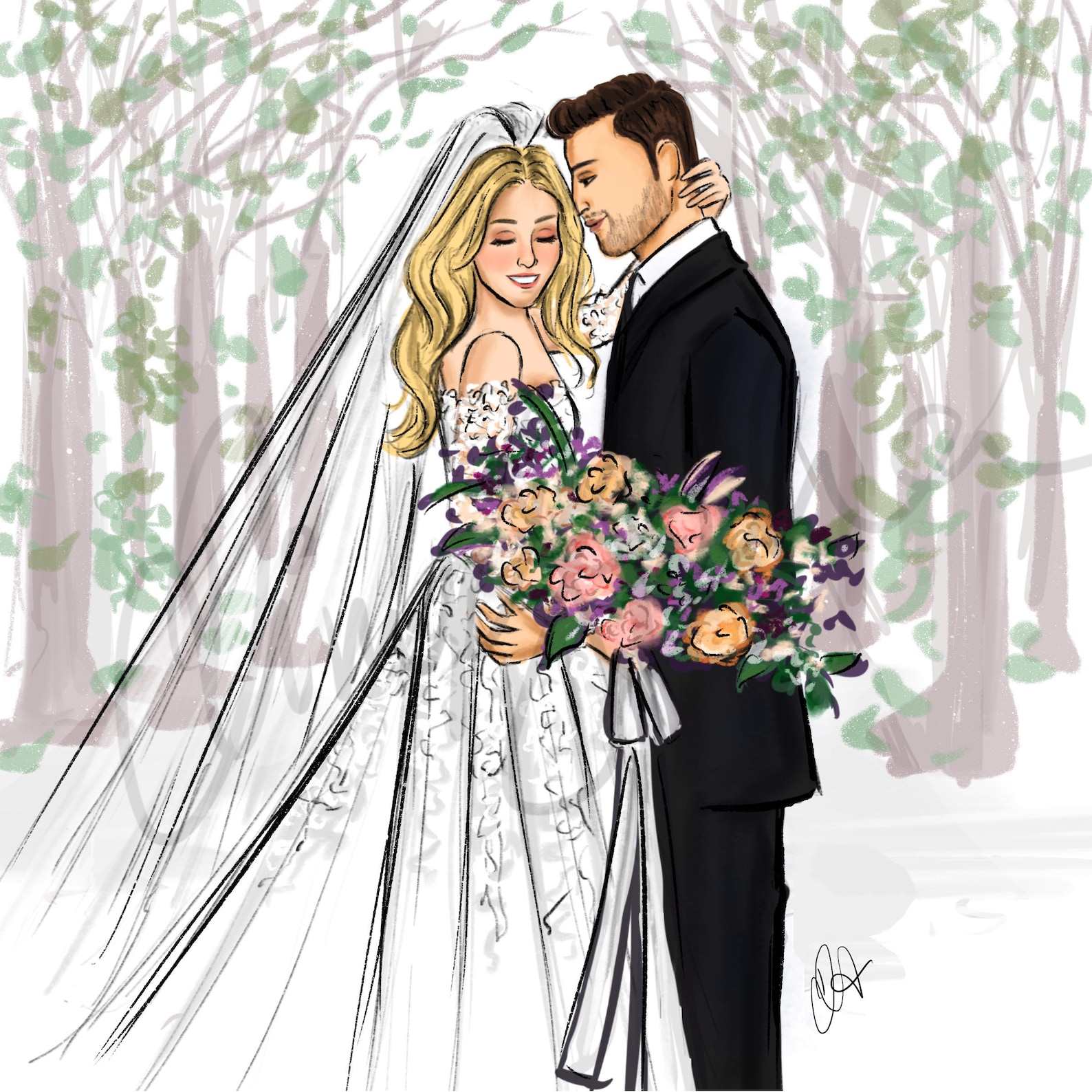 Custom Illustration Wedding Illustration Wedding Invitation | Etsy