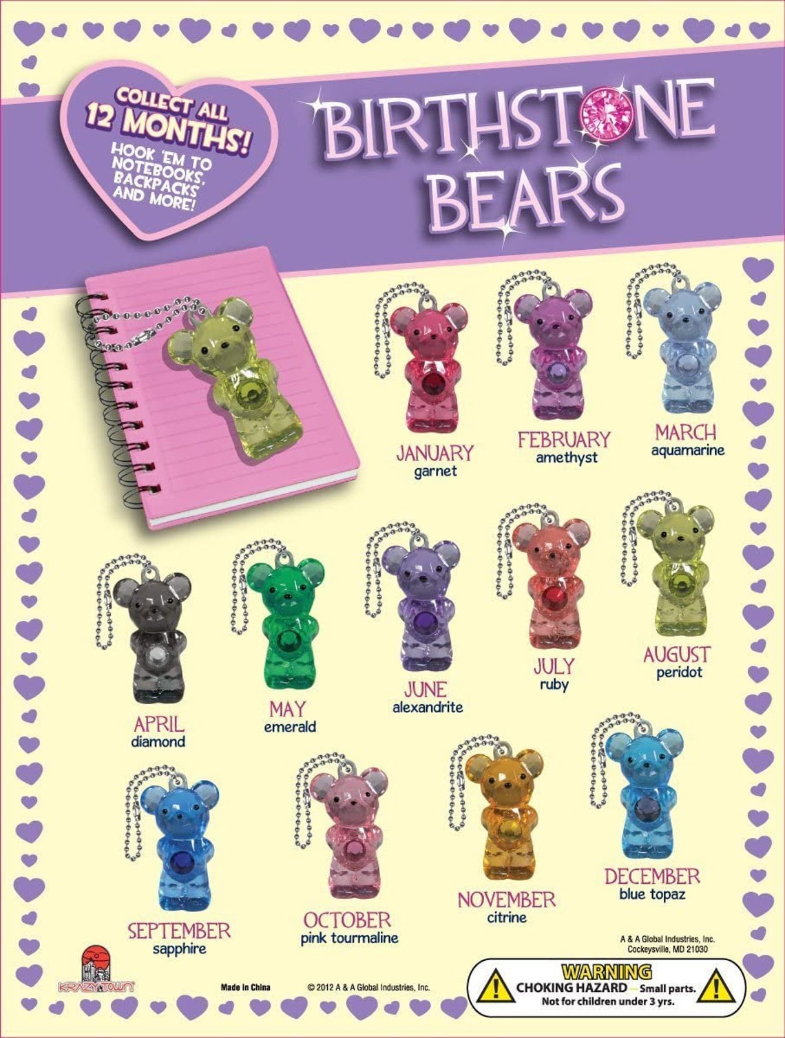 Mini Birthstone Bears Set of 12 Crystal Party Favors Complete - Etsy