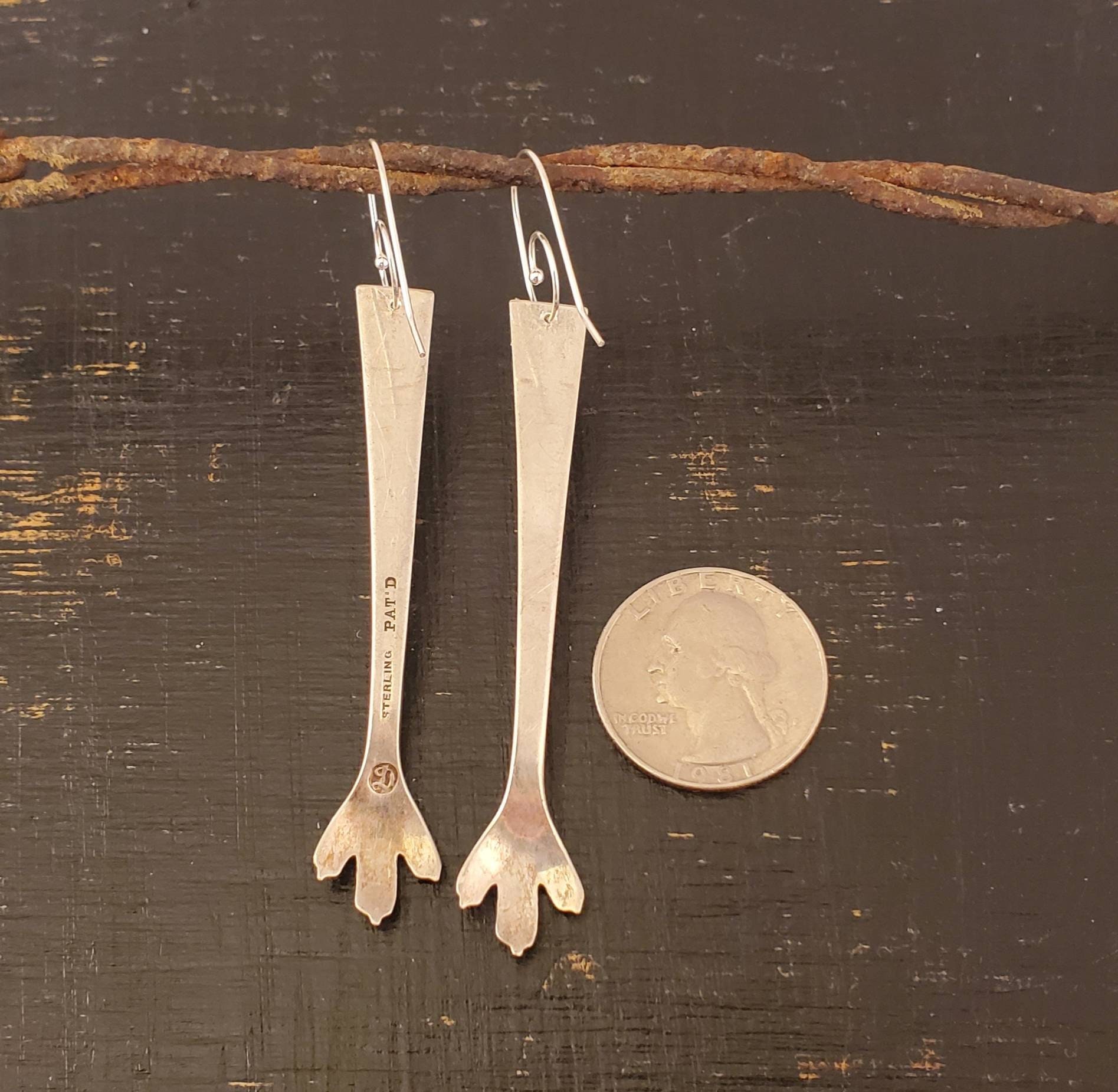 Sterling Silver Chicken Foot Earrings Made From Old Silverware - Etsy UK
