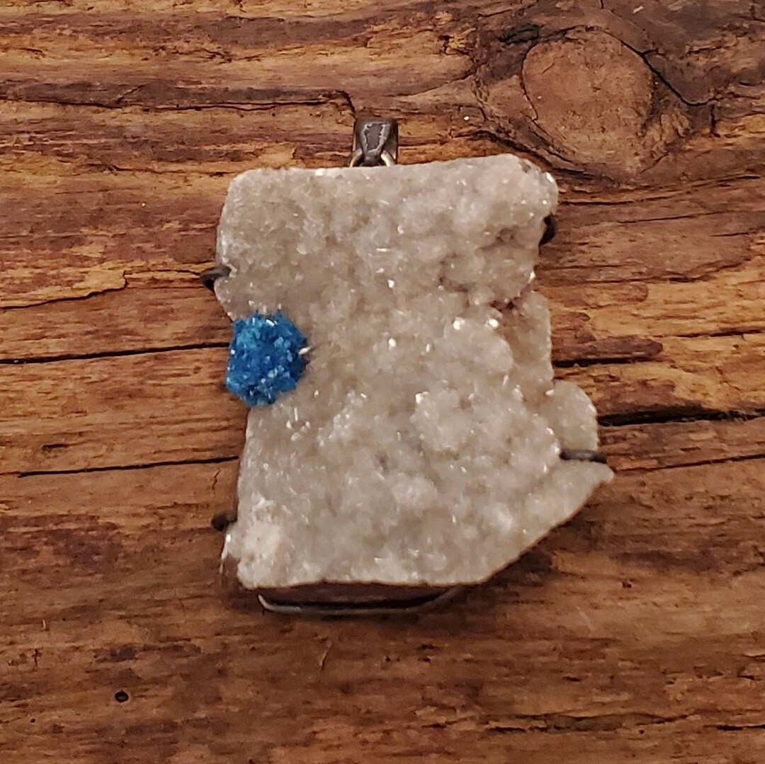 Cavinsite on Stilbite Sterling Silver Pendant - Etsy UK