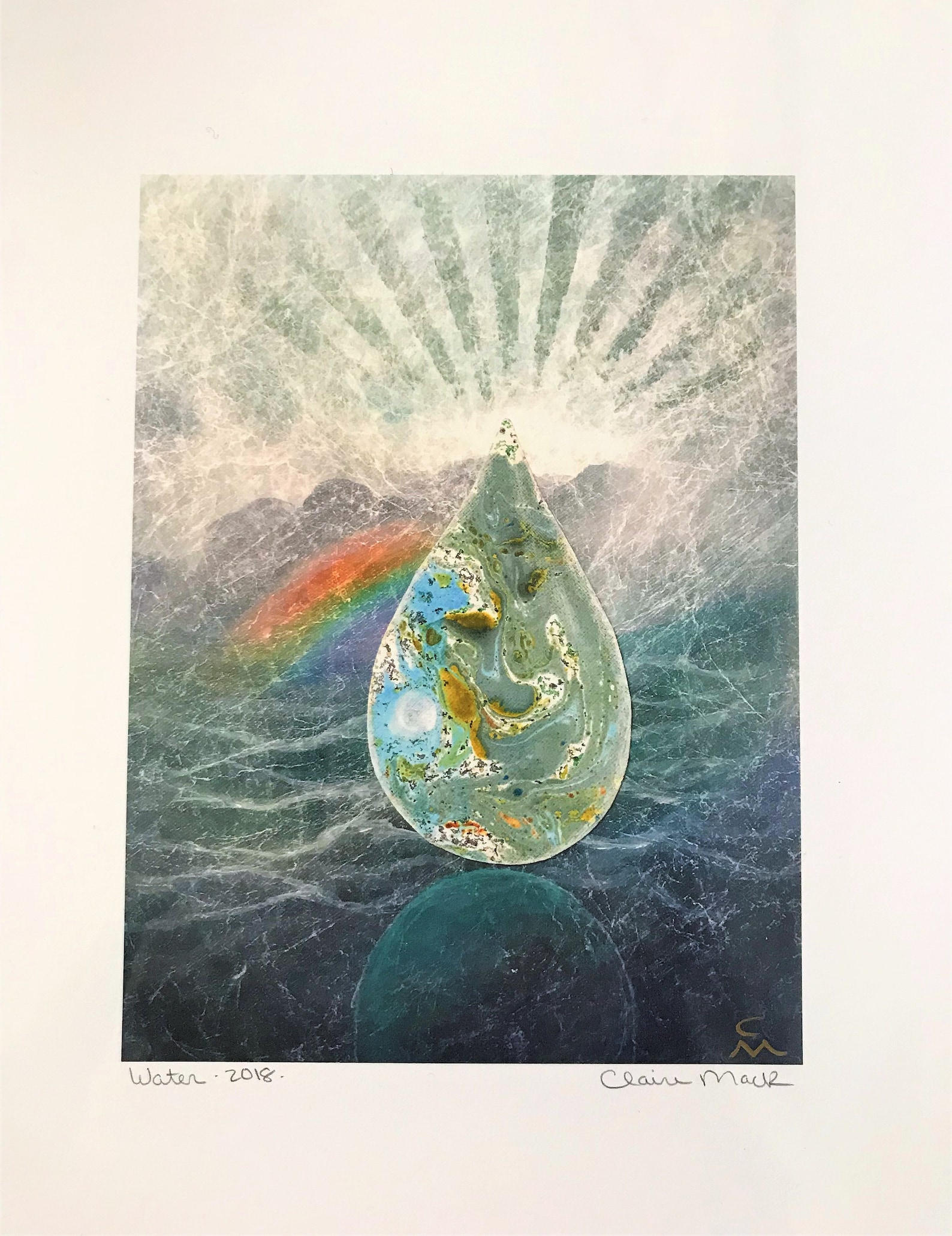 Print, Art Print, Water, Droplet, Rainbow, Ocean, Oracle Card, Seascape ...