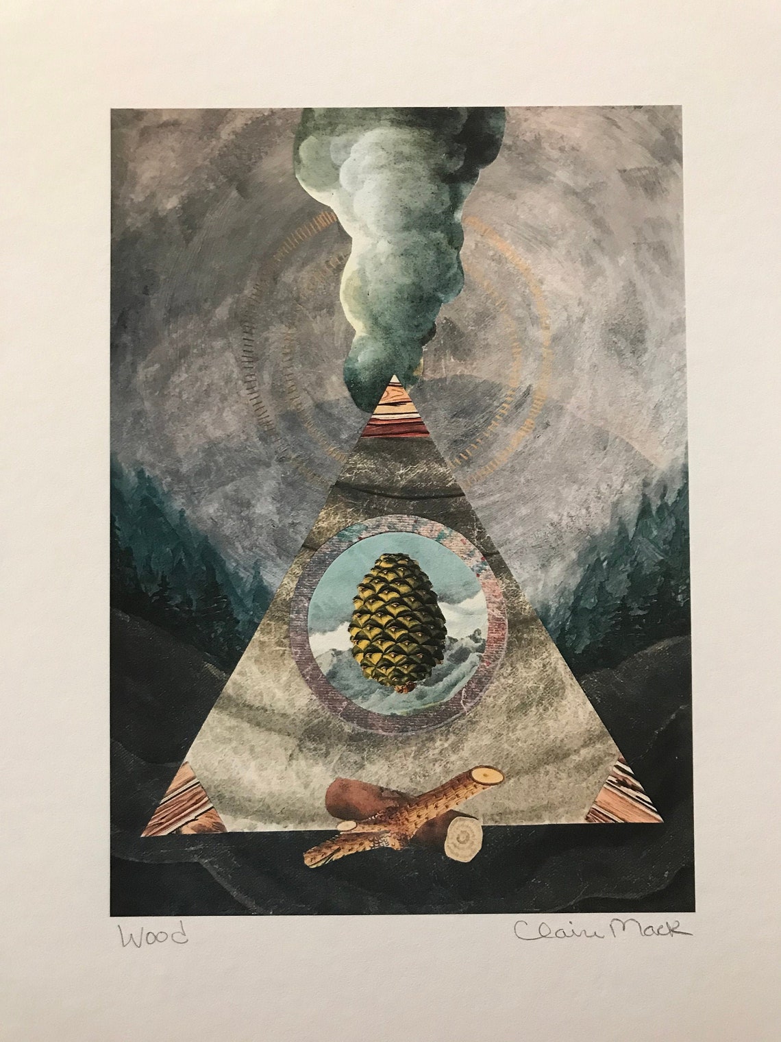 Print Wood Pinecone Smoke Triangle Landscape Oracle Card - Etsy