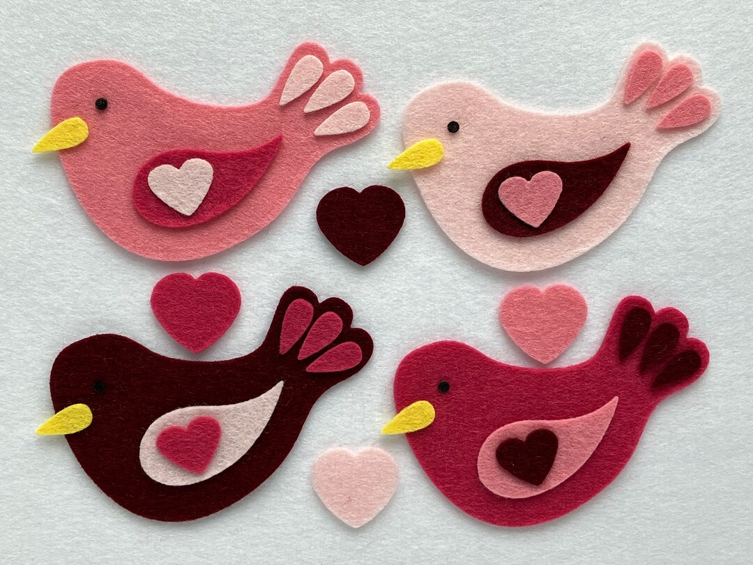 A Set of Felt Bird Shapes for Crafts Four Colours in a Pack - Etsy