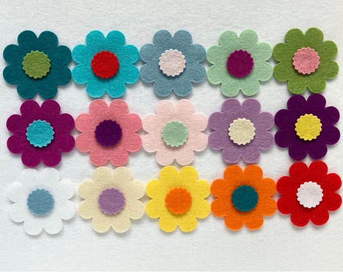 A Set of Felt Flower Shapes for Crafts, 15 Colours in a Pack, Perfect ...