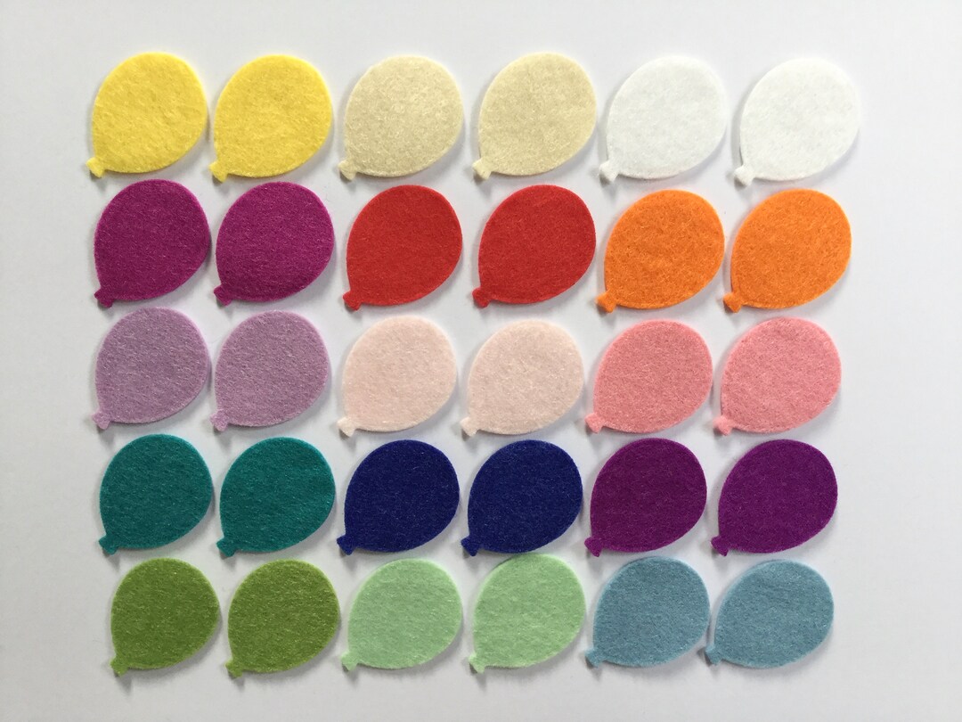 Felt Balloon Shapes for Crafts, Die-cut by Hand, Pack of 30 Balloons ...