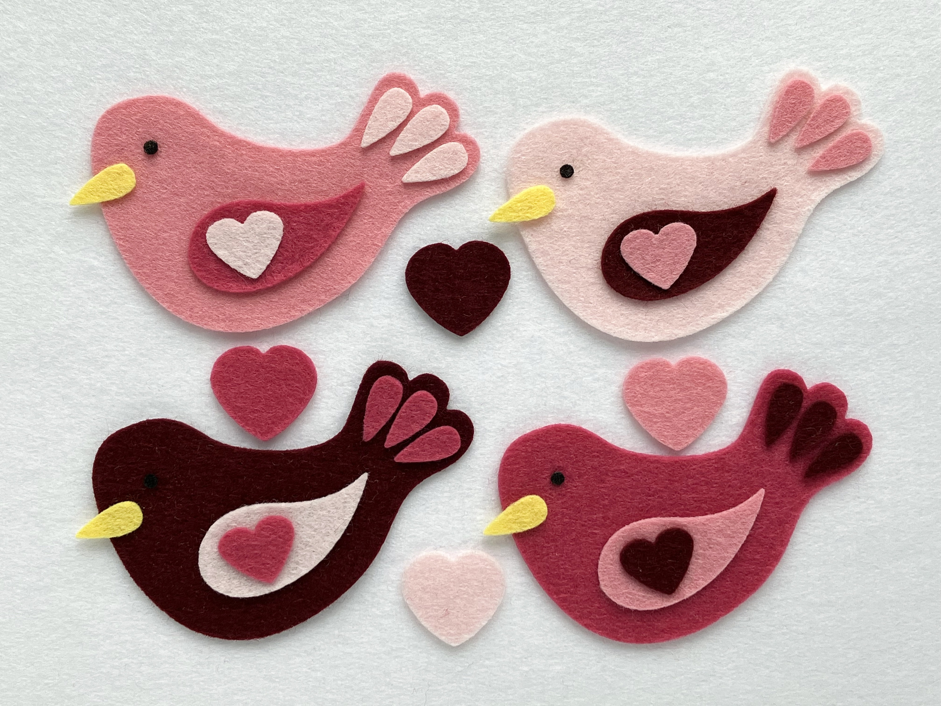 A Set of Felt Bird Shapes for Crafts Four Colours in a Pack - Etsy