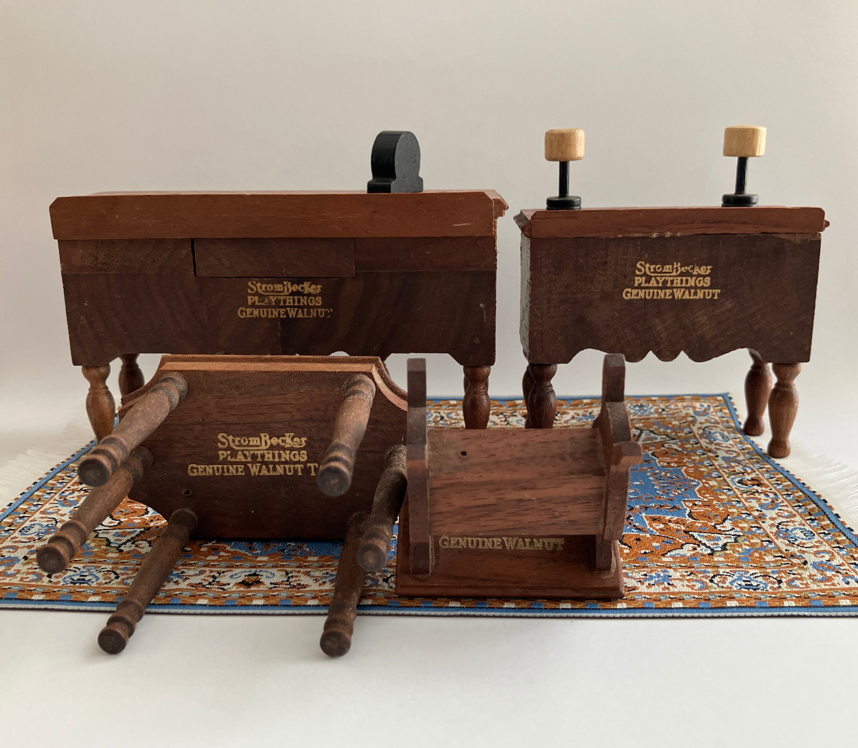 Strombecker Playthings Dollhouse Furniture Collection / Genuine Walnut ...