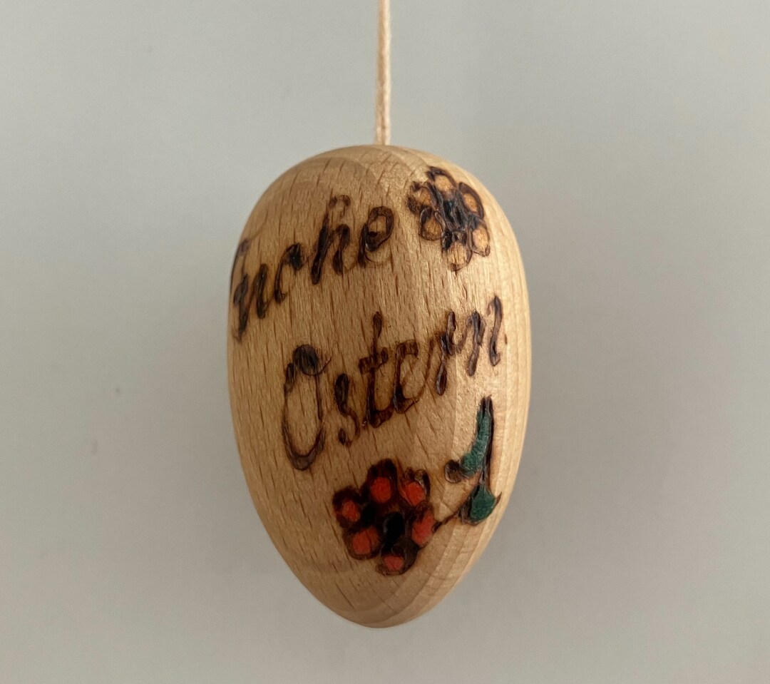 Wood Pyrography Handarbeit Germany Egg Ornament - Etsy