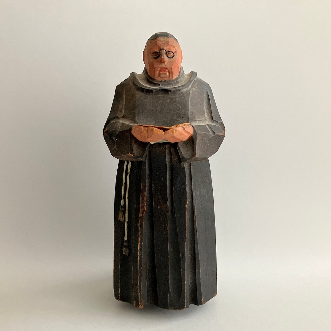Hand Carved Wooden Priest Figurine Gunten Switzerland / - Etsy
