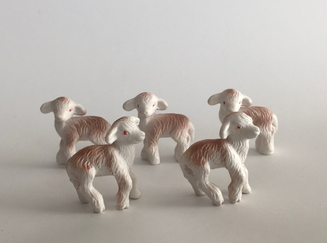Mini Lamb Figurine With Turned Head Soft Plastic Vintage - Etsy