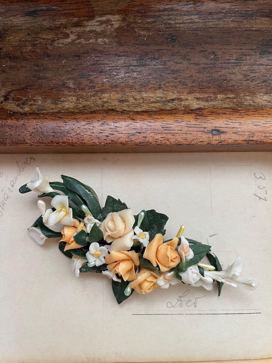 Vintage 1940s French Porcelain Brooch | Porcelain Flower Rose Bouquet ...