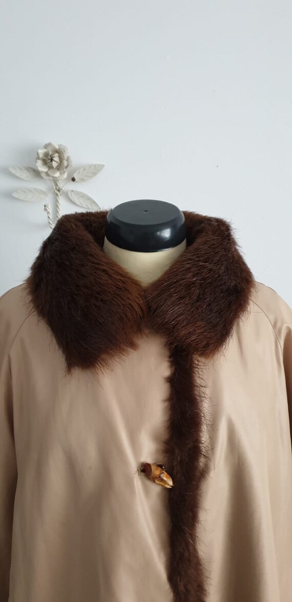 1960s trench coat with beaver fox fur collar | vintag… - Gem