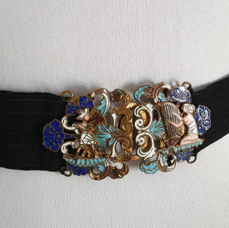 Antique Enamelled Belt | Egyptian Revival Enamel Belt - Etsy