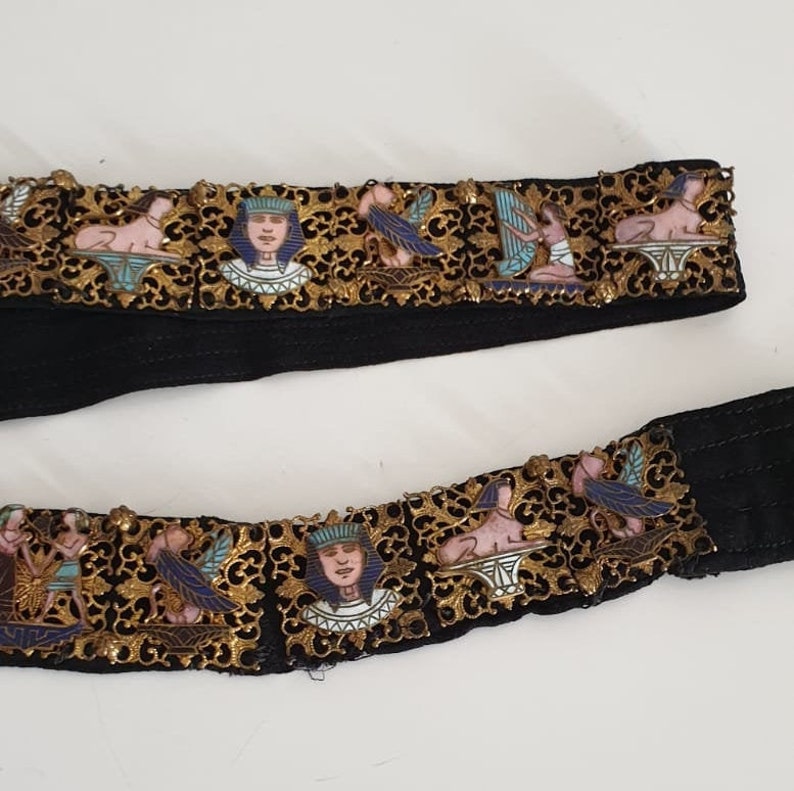 Antique Enamelled Belt | Egyptian Revival Enamel Belt - Etsy