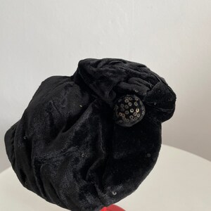 1930s Black Velvet Hat | Vintage 30s Velvet Calotte - Etsy