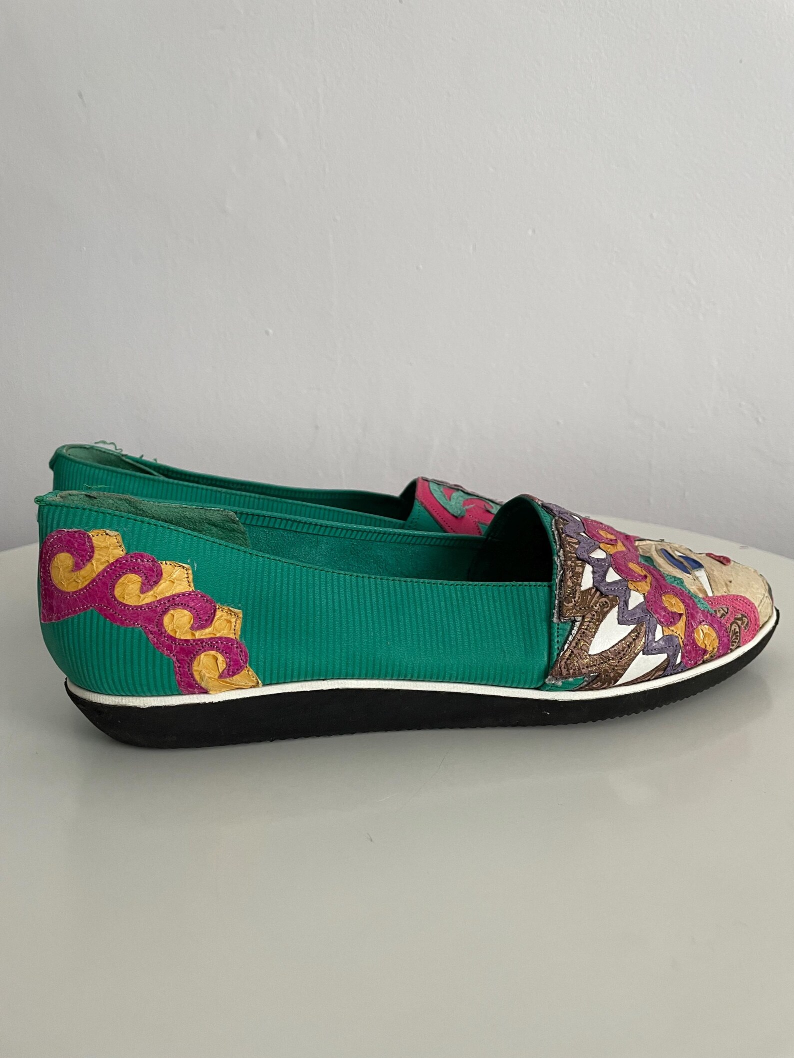 1980s Leather Flats | Vintage Leather Shoes - Etsy