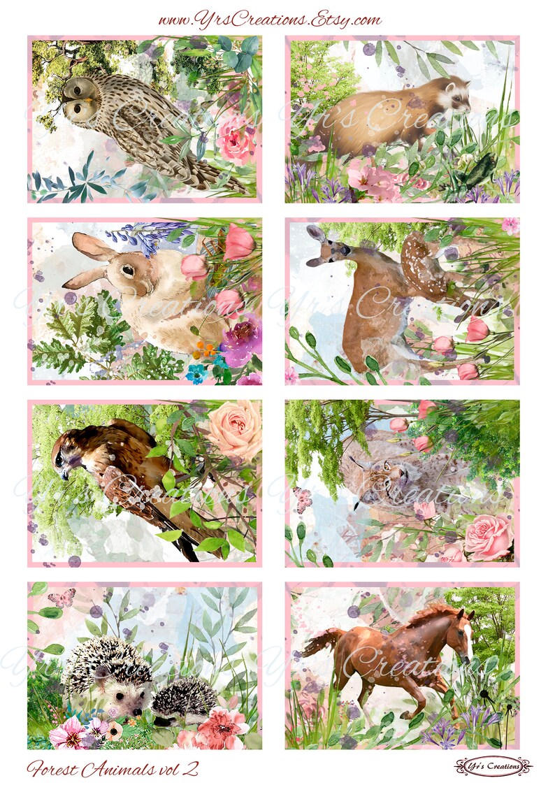 FOREST ANIMAL CARDS Digital Collage Sheet Woodland Animals - Etsy
