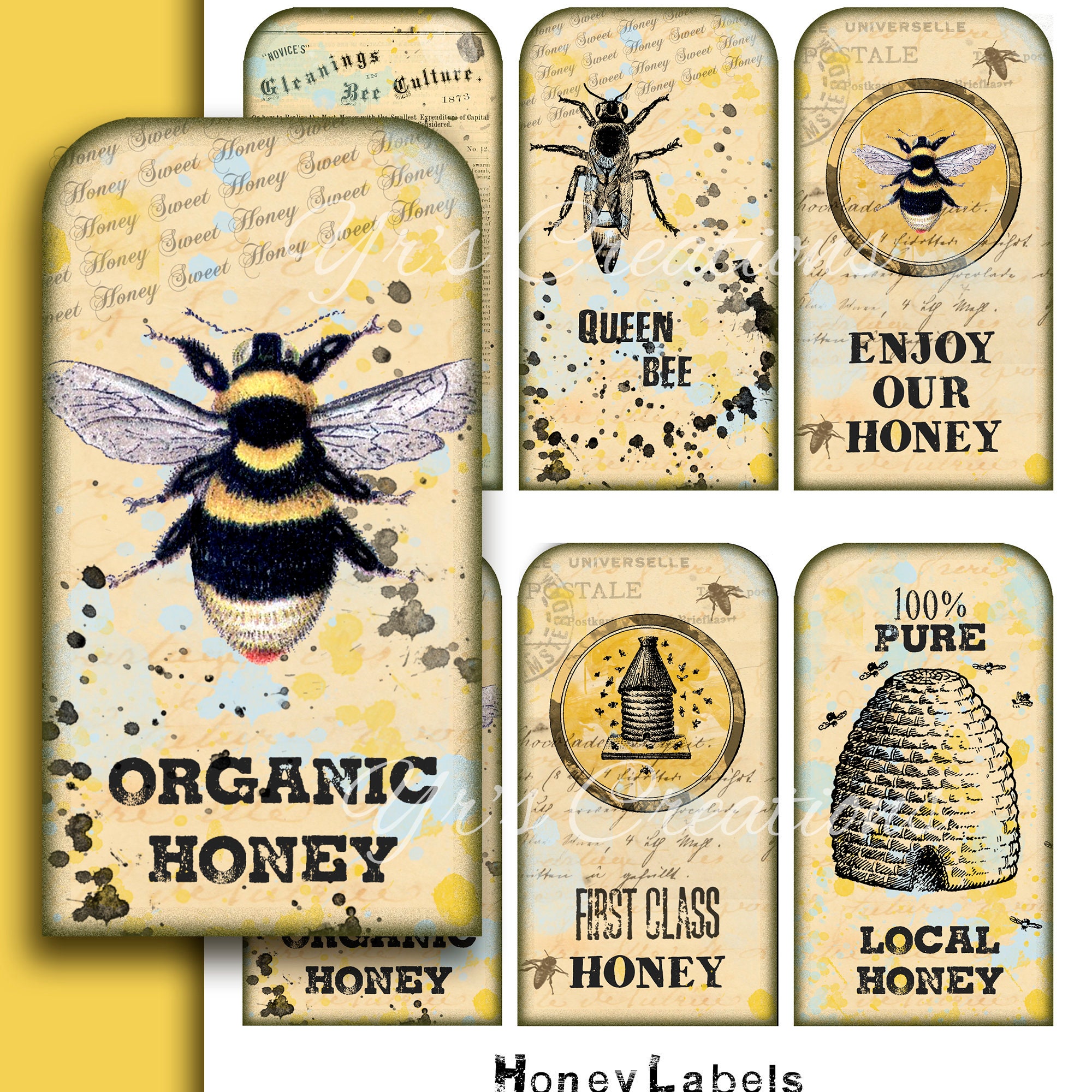 PRINTABLE HONEY LABELS Bee Tags for Jars Beekeeper Gift - Etsy